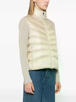 Moncler Knitted-sleeve Puffer Jacket - Neutrals