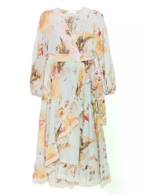 Zimmermann Ascension Frill Midi Dress - Blue