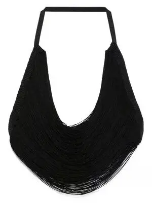 Attico Fringed Crop Top - Black