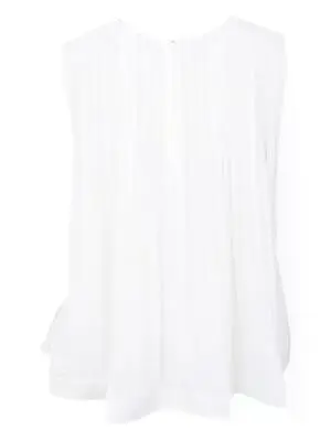 Vince A-line Pleated Top - White
