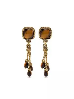 AURÉLIE BIDERMANN Miki Tiger Eye Clip-on Earrings - Gold
