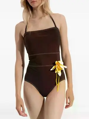 Tory Burch Halterneck Swimsuit With Floral Appliqu