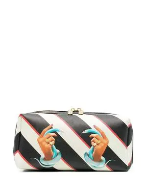 SELETTI Graphic-print Striped Wash Bag - Black