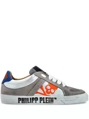 Philipp Plein Retro Kickz Leather Sneakers - Grey
