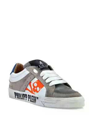 Philipp Plein Retro Kickz Leather Sneakers - Grey