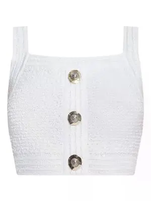 Balmain Button-embellished Cropped Top