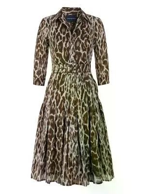 Samantha Sung Audrey Leopard-print Belted Dress - Brown
