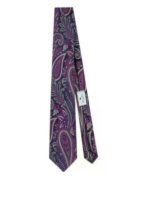 Etro Paisley-pattern Silk Neck Tie - Purple