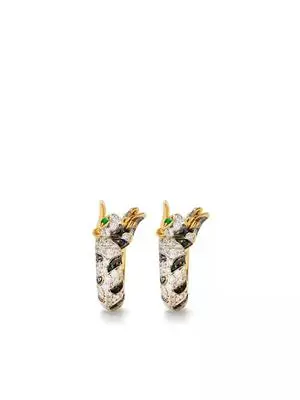 Yvonne Léon 9ct Yellow Diamond And Tsavorite Hoop Earrings - Gold