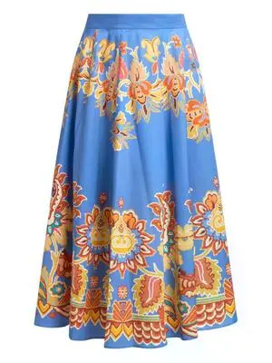 Etro Printed Poplin Midi Skirt