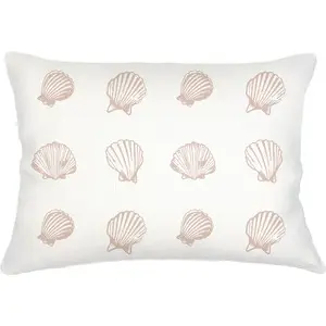 Anaya Saltwater Shell Printed Linen Pillow - Beige