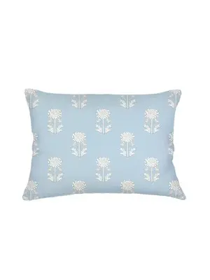 Anaya Block Print Linen Pillow - Blue
