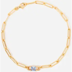 LITTLE SKY STONE Birthstone Paperclip Chain Bracelet - Aquamarine