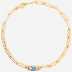 LITTLE SKY STONE Birthstone Paperclip Chain Bracelet - Blue Topaz