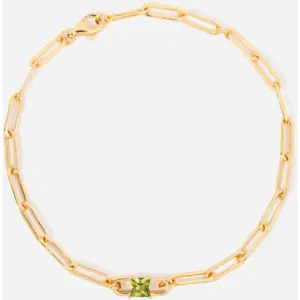 LITTLE SKY STONE Birthstone Paperclip Chain Bracelet - Peridot