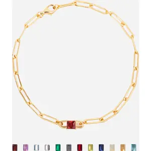 LITTLE SKY STONE Birthstone Paperclip Chain Bracelet - Ruby