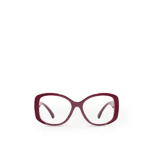 Chanel Butterfly-frame Acetate And Nylon Optical Glasses - Red