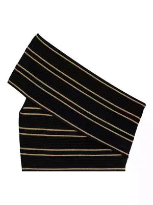 Balmain Striped One Shoulder Cropped Top - Black