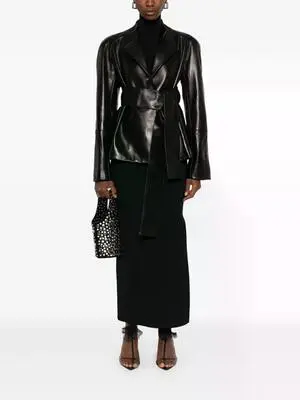 Khaite Leather Belted Jacket