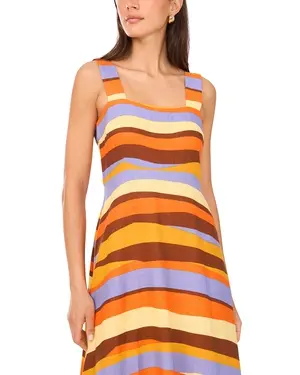 Vince Camuto Striped Square Neck Midi Dress