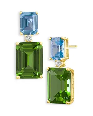 KENNETH JAY LANE Round And Emerald Cut Cubic Zirconia Drop Earrings - Multi/gold