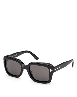 TOM FORD Square Sunglasses, 52mm - Black/smoke