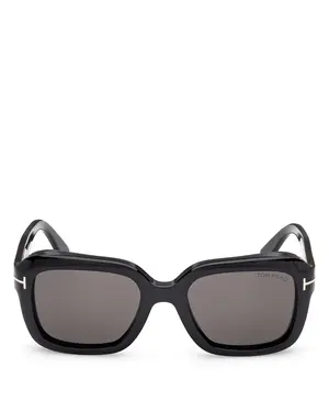 TOM FORD Square Sunglasses, 52mm - Black/smoke