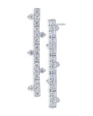 KENNETH JAY LANE Cubic Zirconia Bar Linear Drop Earrings - Silver
