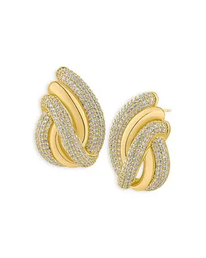 KENNETH JAY LANE Pave Swirl Button Earrings - Gold