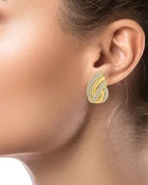 KENNETH JAY LANE Pave Swirl Button Earrings