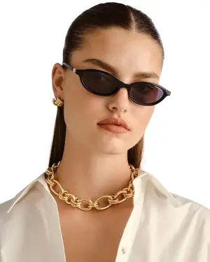 Le Specs Duskfall Oval Sunglasses - Black