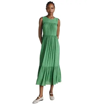 GHOST LONDON Sandy Georgette Jacquard Sleeveless Midi Dress
