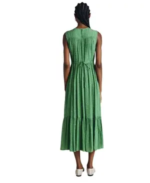 GHOST LONDON Sandy Georgette Jacquard Sleeveless Midi Dress