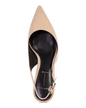 BLACK SUEDE STUDIO Pointed Slingback Pumps