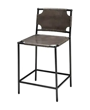 JAMIE YOUNG CO. Asher Leather Counter Stool - Grey