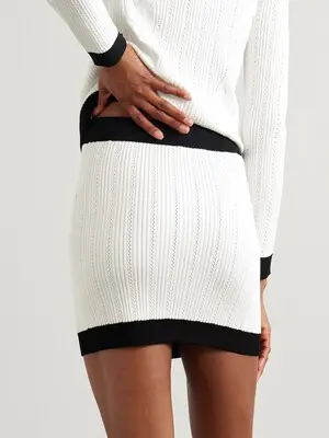 Balmain Button-embellished Ribbed-knit Mini Skirt