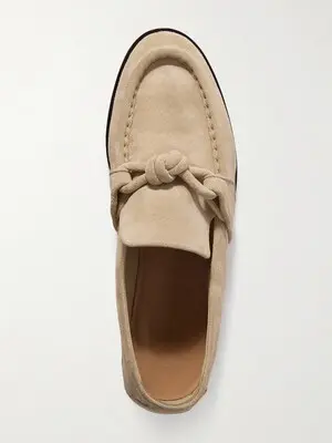 Bottega Veneta Astaire Embellished Suede Loafers - Neutrals