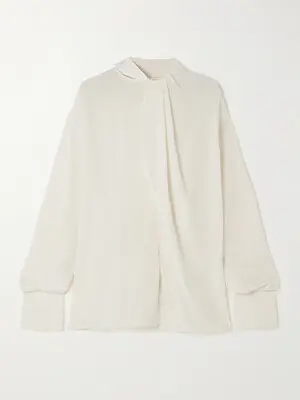 Victoria Beckham Asymmetric Draped Silk Blouse
