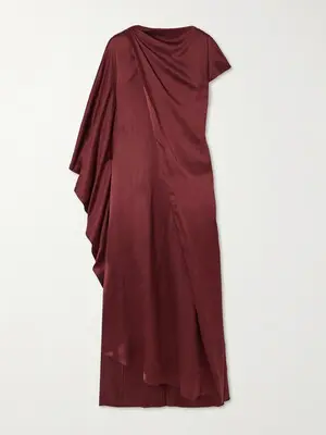 ROKSANDA Hiba Cape-effect Asymmetric Draped Silk-satin Dress