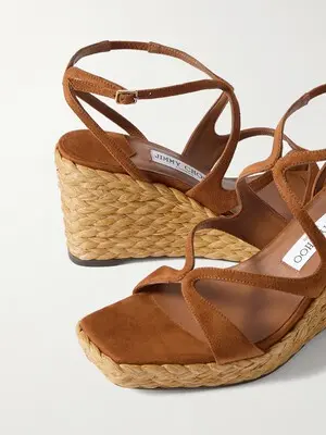 JIMMY CHOO Ayla 85 Suede Platform Espadrilles