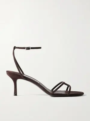 JIMMY CHOO Leo 65 Suede Sandals - Brown