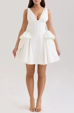 House Of Cb Amalia Twin Bow Cocktail Minidress - White