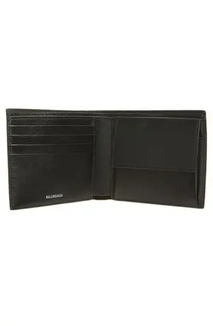 Balenciaga Leather Bifold Wallet - Black