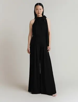 GHOST LONDON Myla Crepe Halter Neck Jumpsuit - Black