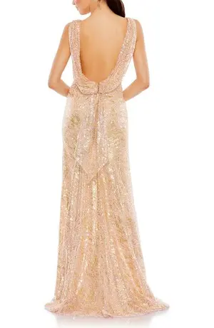 Mac Duggal Sleeveless High Neck Sequin Gown