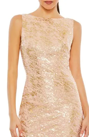 Mac Duggal Sleeveless High Neck Sequin Gown