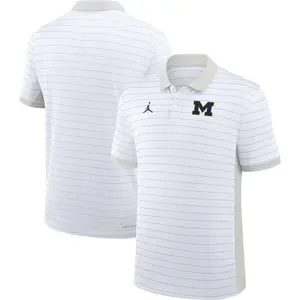 JORDAN BRAND Michigan Wolverines 2025 Early Season Coaches Sideline Victory Stripe Performance Polo - White