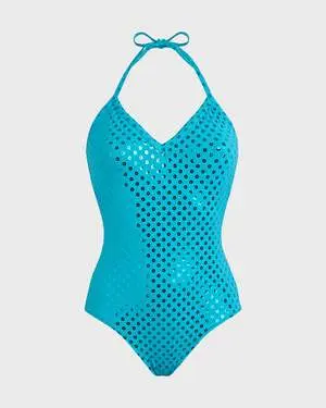 Vilebrequin Halter One-piece Sparkling Swimsuit - Green
