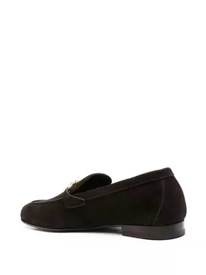 Versace Medusa Chain Detail Suede Loafers - Brown