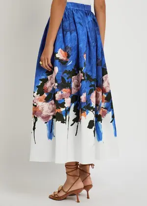 Erdem Printed Faille Midi Skirt